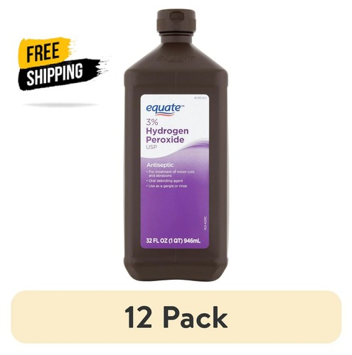 Equate 3% Hydrogen Peroxide Liquid USP Antiseptic, 32 fl oz (12 pack ...