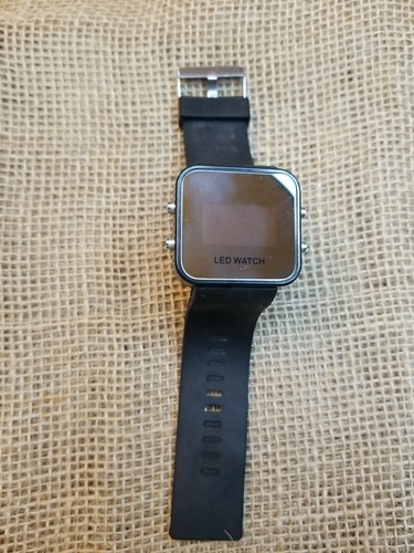 LED Men's Watch Unbranded Digital Lights Up Black Silicone Band 8 1/2 ...