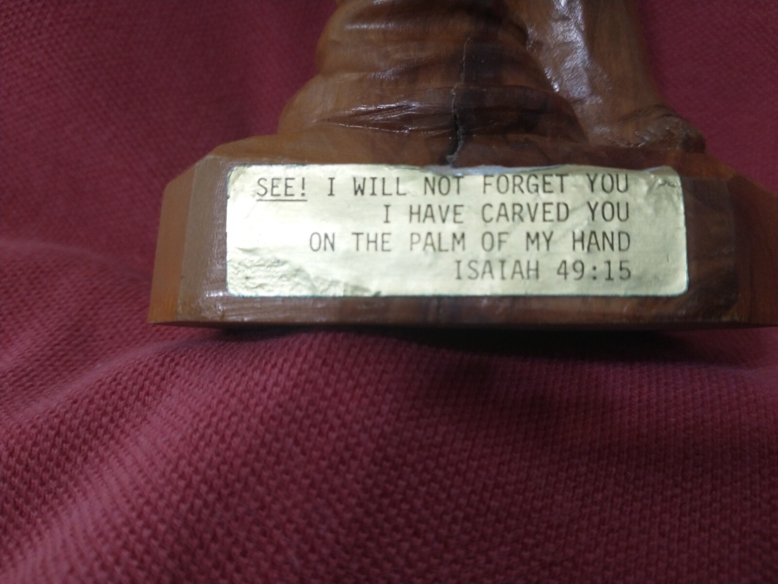 Baby Isaiah inside Gods hand olive wood figure hand carved Holy Land ...