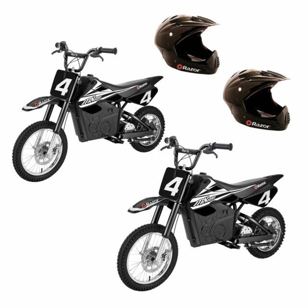 Razor MX650 Electric Dirt Rocket Motor Bikes with Helmets Bundle - Pack ...