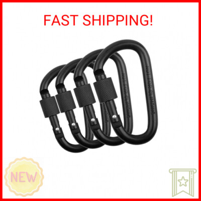 Locking Carabiner Clip, Vonpri Caribeaner Clips Black D Ring Spring ...