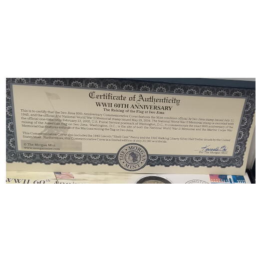 WWII 60th Anniversary Flag Raising at Iwo Jima Stamp & Coins Set LE ...