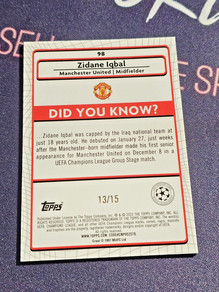 2021-22 Topps Merlin - Purple Parallel 13/15 - Zidane Iqbal #98 | eBay