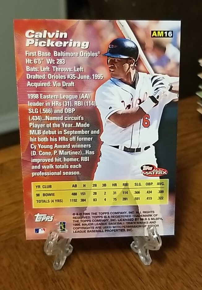 1999 Topps Calvin Pickering #AM16 Rookie Rush Baltimore Orioles RC Pack ...