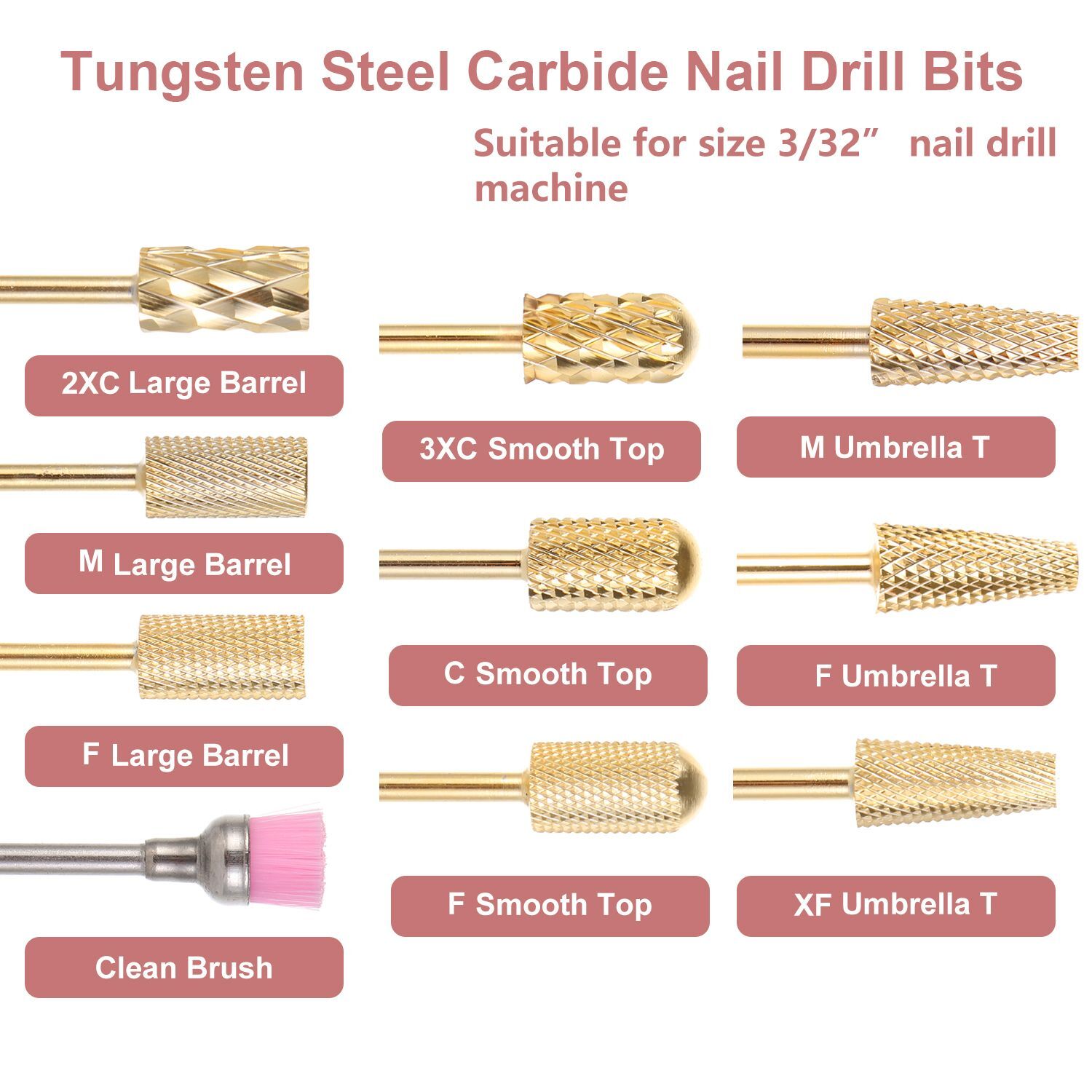 Bit Large Tapered Barrel Nail Drill Bits Tungsten Steel Carbide 3/32 ...