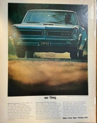 1964 Advertisement Wide Track Tiger Pontiac GTO | eBay