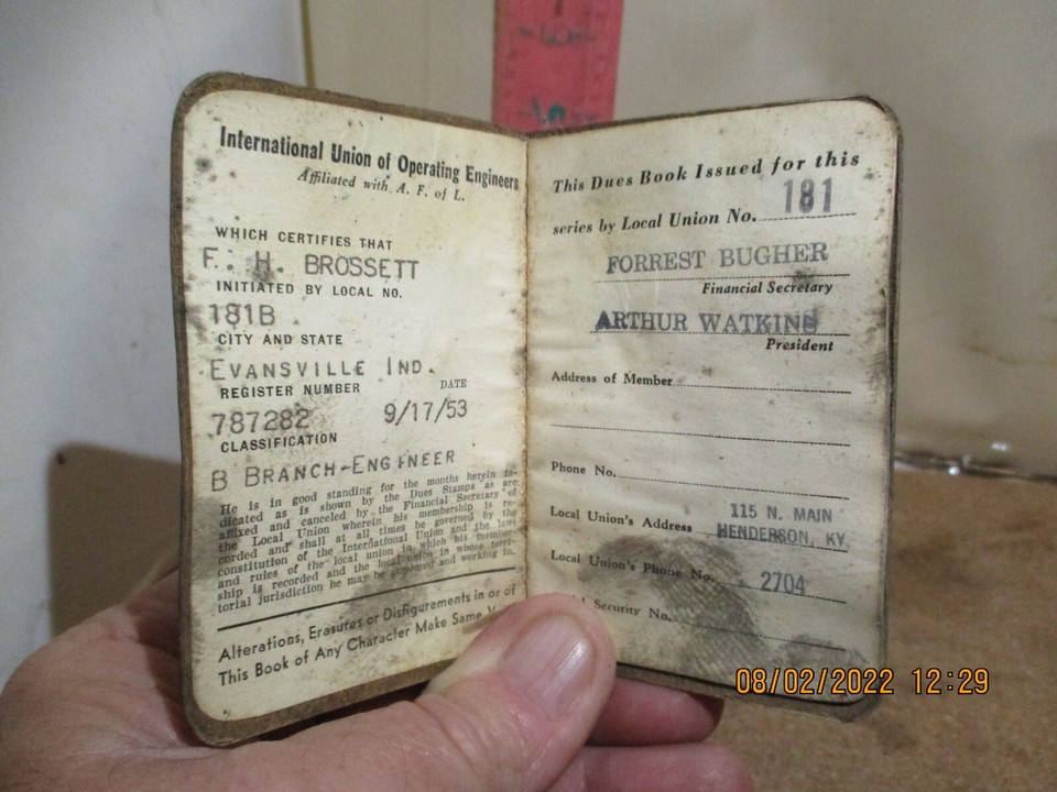 INTERNATIONAL UNION OF OPERATING ENGINEERS DUES BOOK - LOCAL 181 ...