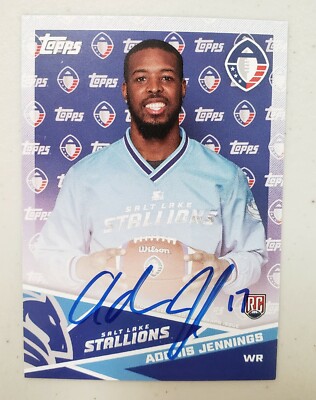 2019 Topps Alliance of American Football Adonis Jennings AU-AJ On Card ...
