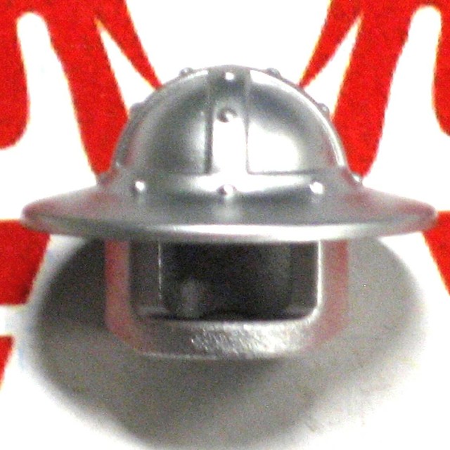LEGO Mini Figure Minifig Crown Knight SILVER HELMET Wide Brim Original ...
