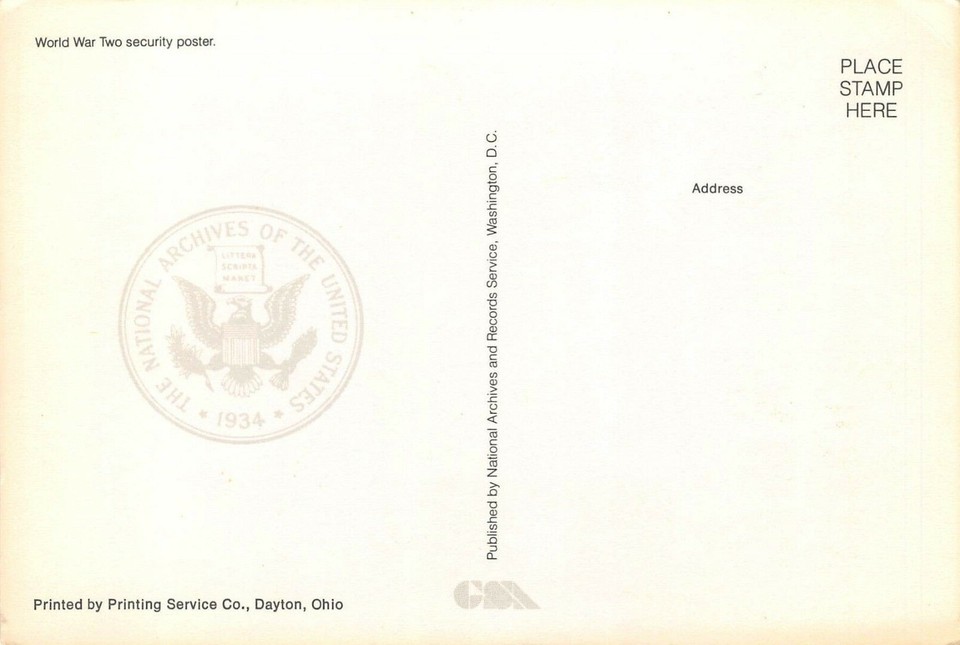 World War II Silence Means Security Poster Vtg Chrome 4X6 Postcard | eBay