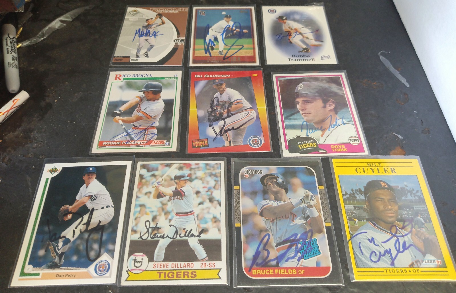 10 Different Detroit Tigers AUTOGRAPH SIGNED Baseball Cards Topps ...