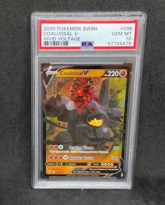 Pokemon SWSH Vivid Voltage Coalossal V 98/185 Ultra Rare Holo Foil PSA ...