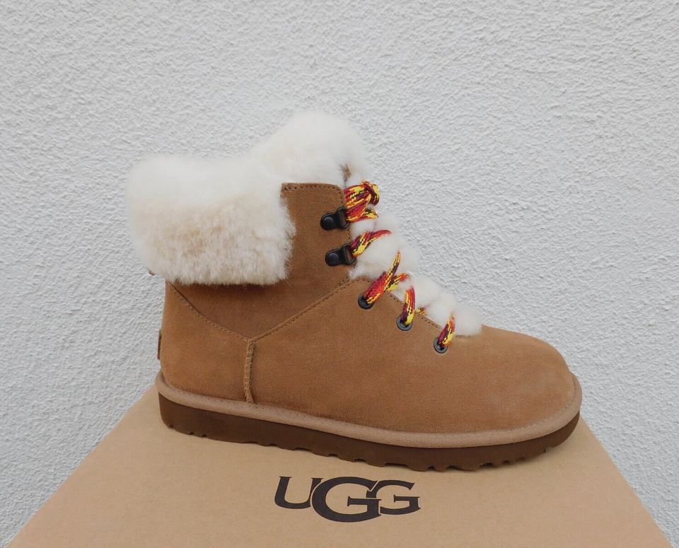 1130558 UGG CHESTNUT CLASSIC MINI ALPINE LACE SUEDE SHEEPSKIN BOOTS | eBay