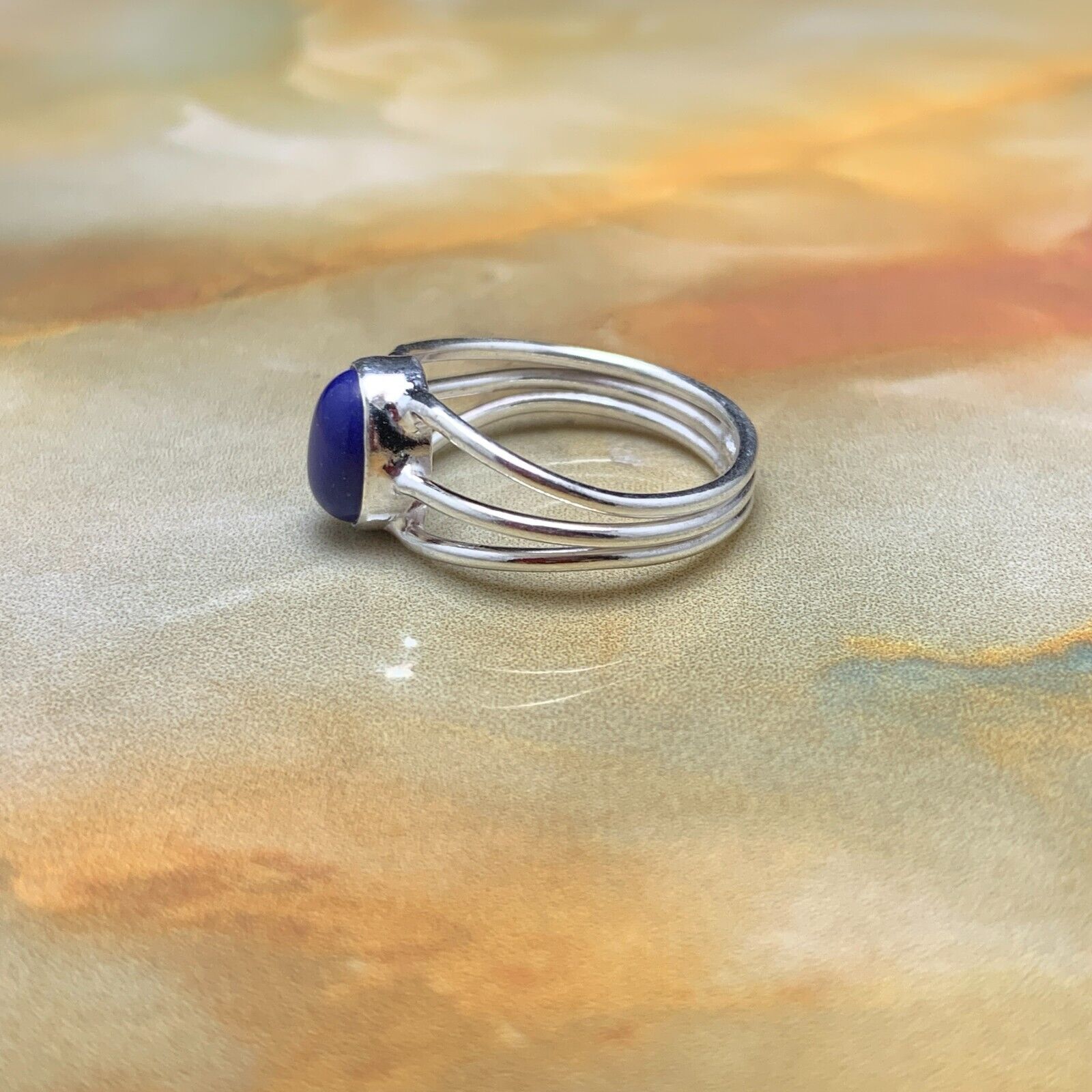 925 silver Overlay New 3 Wire Shank Design Handmade Blue Stone Gemstone ...