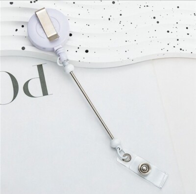 5 PC. Beadable Retractable Badge Reel DIY White spring clip backed | eBay