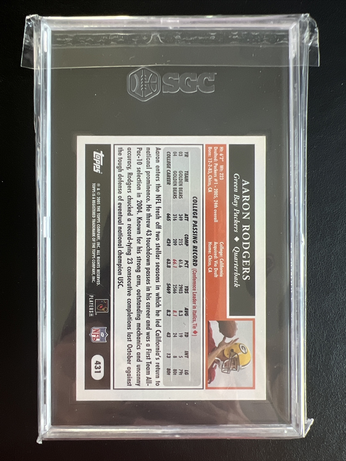 2005 Topps 50th Anniversary Gold Aaron Rodgers Rookie Card SGC 9 MINT ...