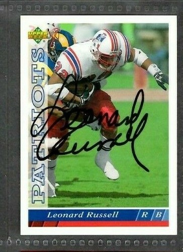 1993 Upper Deck Football Card #381 Leonard Russell Patriots Signed ...