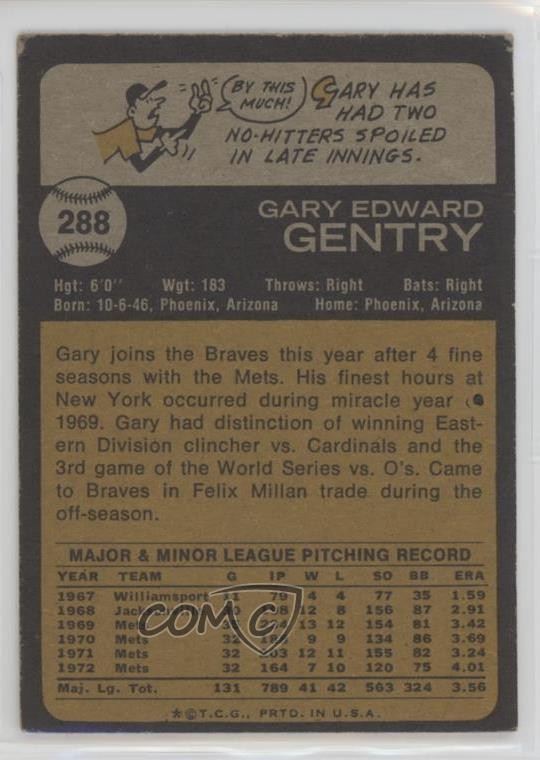 1973 Topps Gary Gentry #288 | eBay