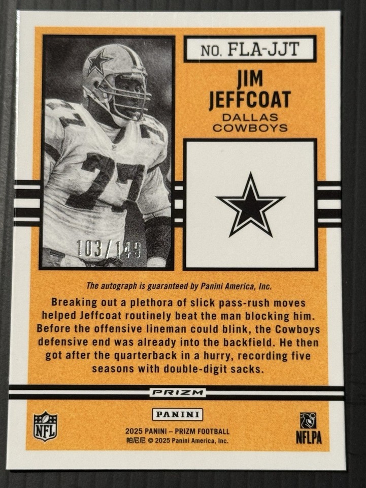 2025 Panini Prizm Jim Jeffcoat Flashback Silver Auto /149 | eBay