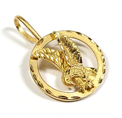 Vintage 1989 Ma 14k Yellow Gold Eagle in Circle Pendant | eBay