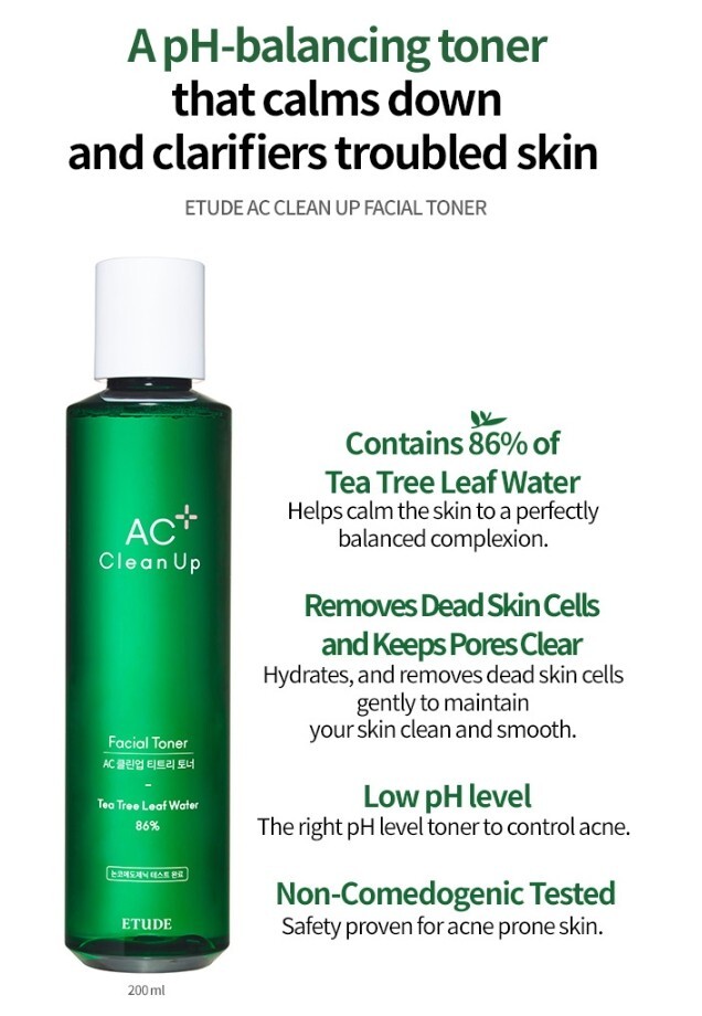 ETUDE HOUSE AC Clean Up Tea Tree Facial Toner 200ml + Fluid 180ml Set ...