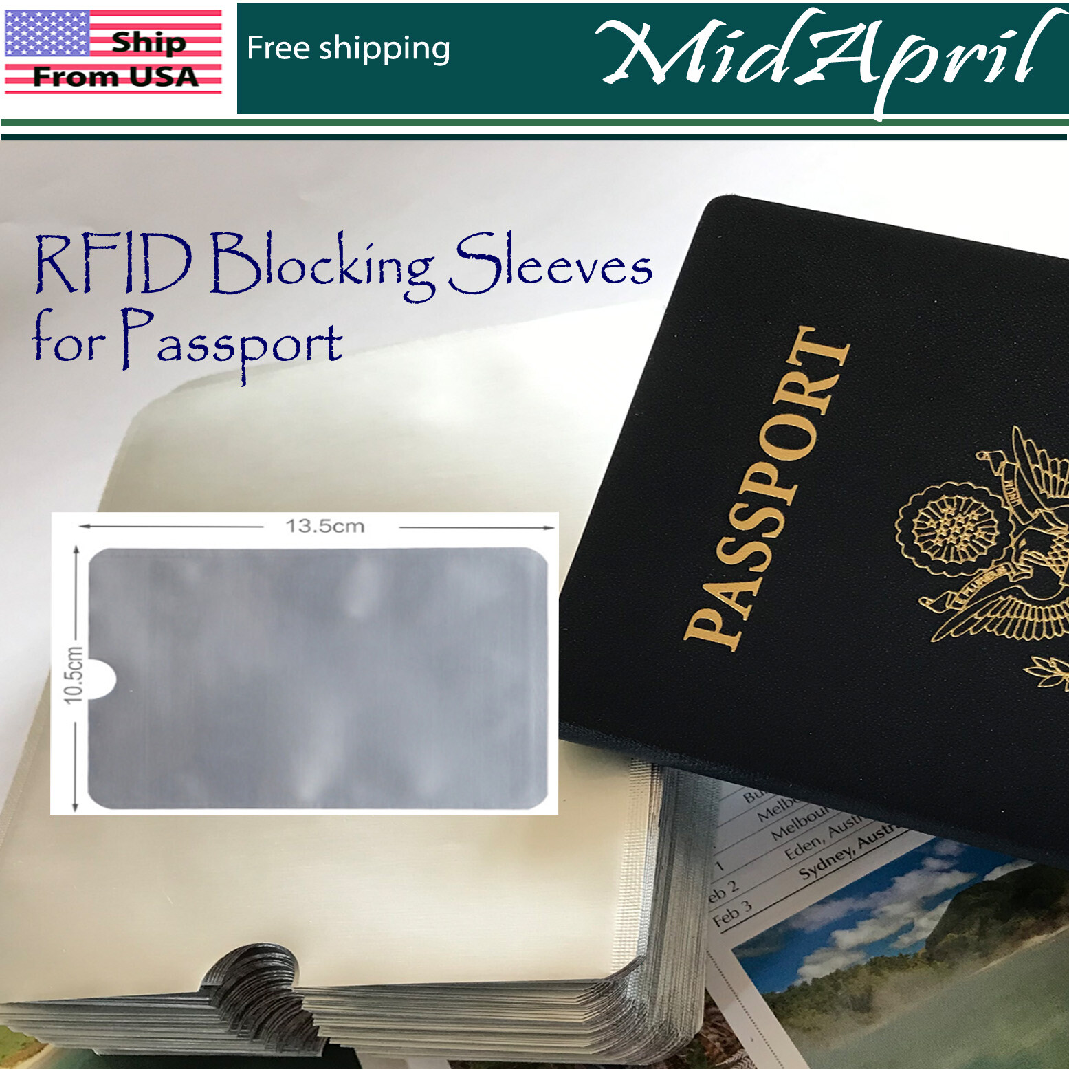 Passport Protector Cover Vinyl, RFID sturdy Holder Passport Sleeve US ...
