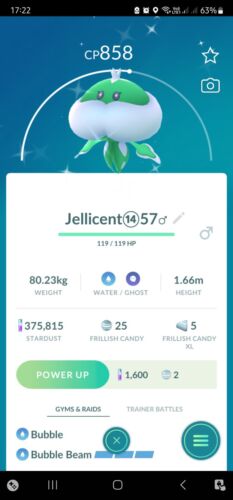 Pokémon Shiny Male Jellicent ( Frillish Evolution ) GO | eBay