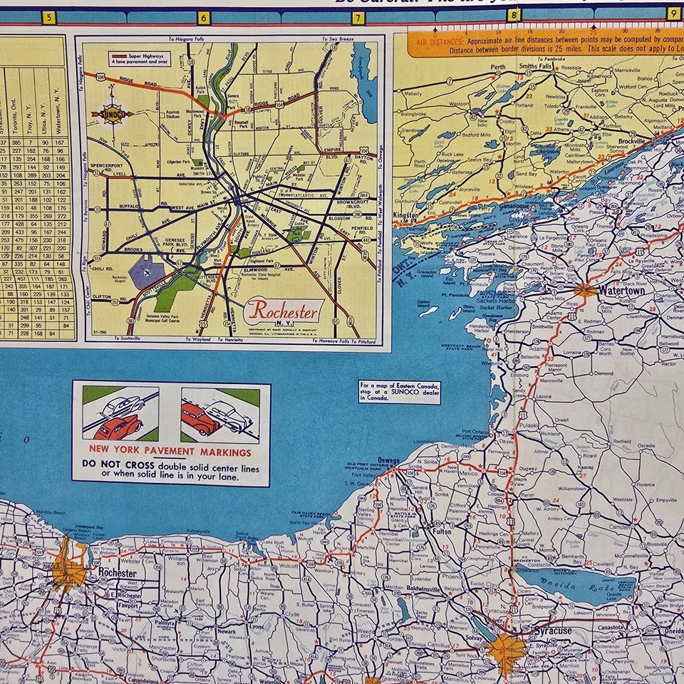 1952 Sunoco New York Vintage Road Map City Travel Service Station NY | eBay