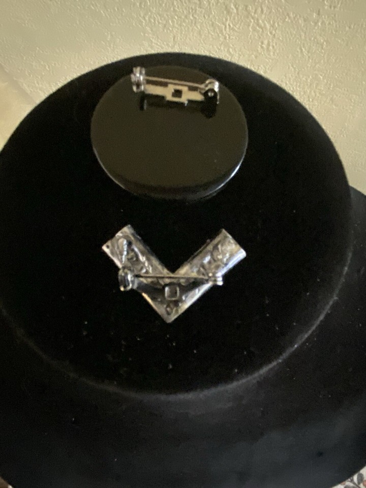 VTG Black Bakelite and Red Aurora Pins | eBay