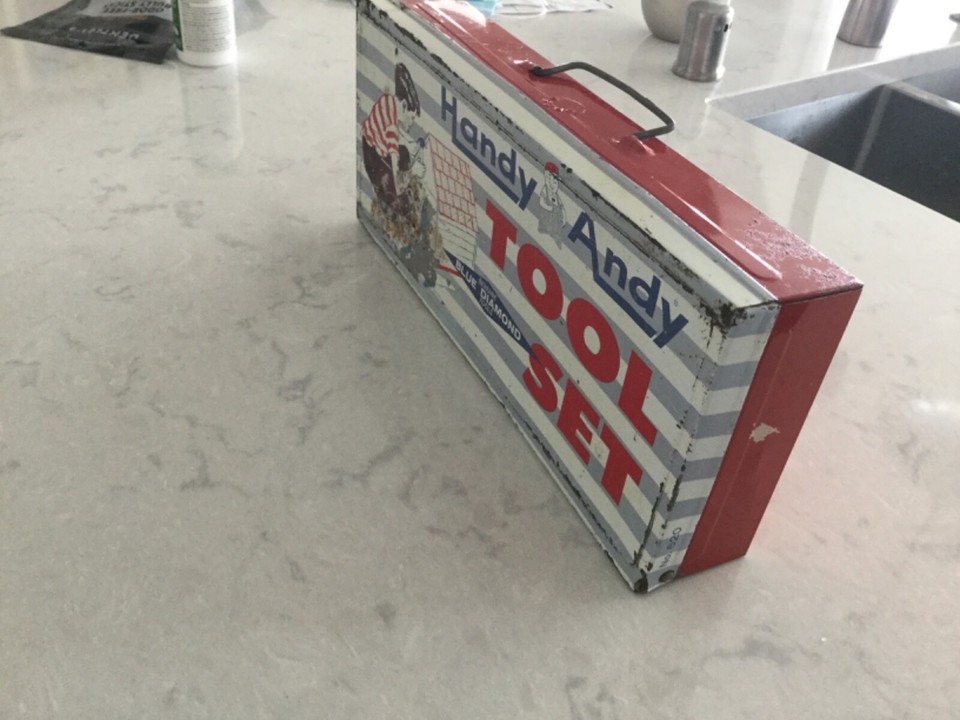 VINTAGE HANDY ANDY BLUE DIAMOND TOOL SET. TIN BOX ONLY. | eBay