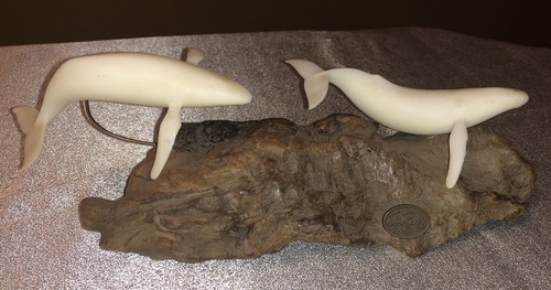 John Perry White Humpback Whales Sculpture Burl Wood 1976 Tags | eBay