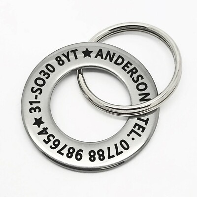 Funky Pet Dog ID Disc Name Tag Tags - Stainless steel polo - LASER ...