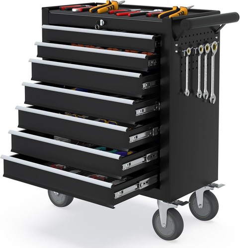 7 Drawers Tool Chest w/Wheels,Portable Storage Rolling Tool Box,Toolbox ...