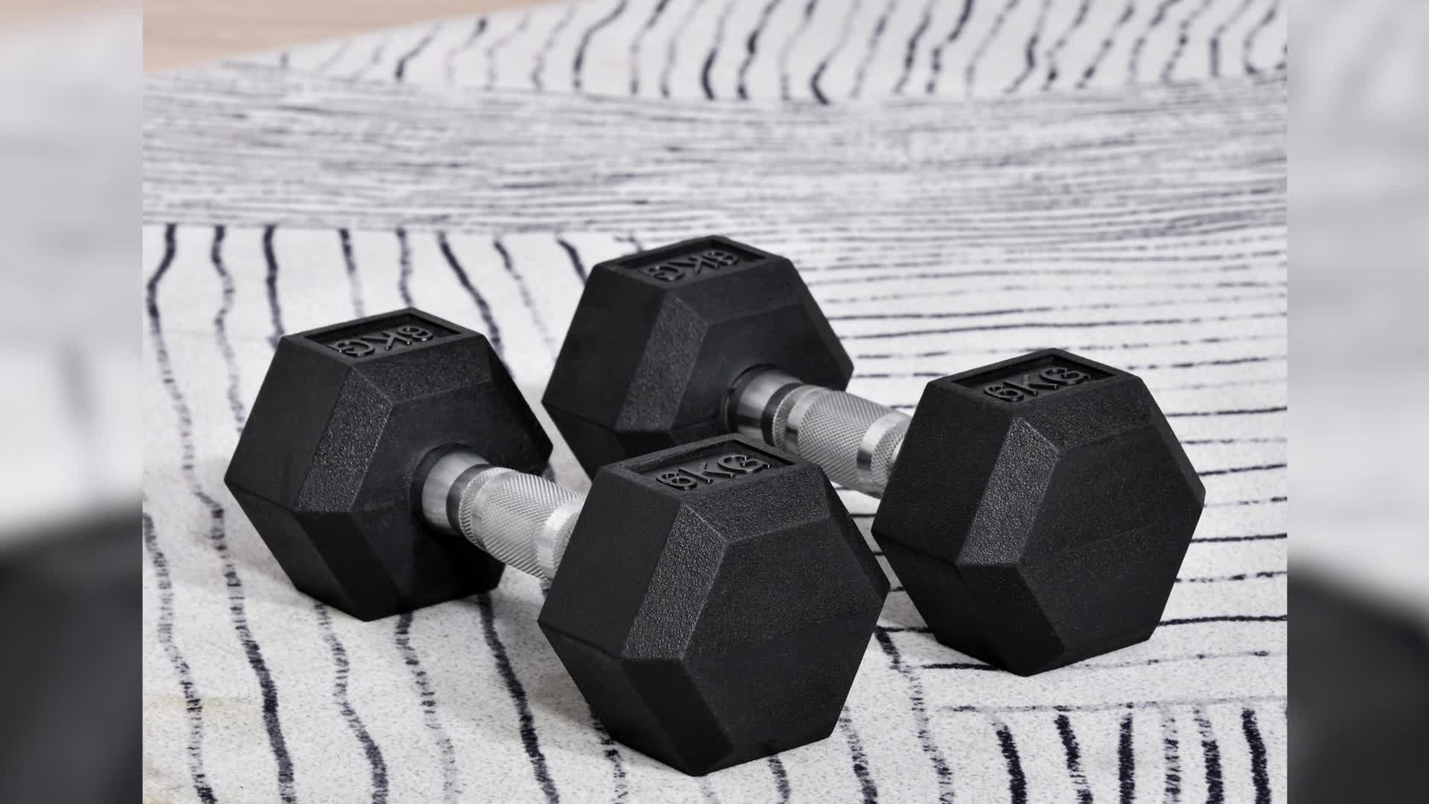 HOMCOM Hexagonal Dumbbells Kit Weight Lifting Exercise for Home Fitness ...