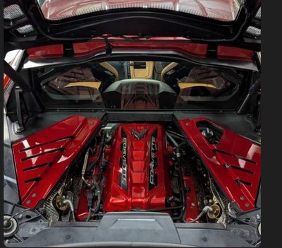 2020/2024 CORVETTE C8 ENGINE COVER RED METALLIC CARBON FLASH APPEARANCE ...