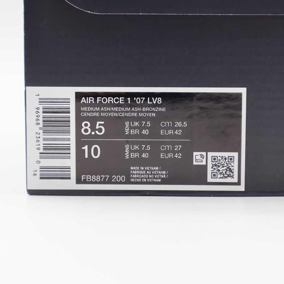 FB8877-200 Nike Air Force 1 '07 LV8 Medium Ash Bronzine Blue Tint Gray ...