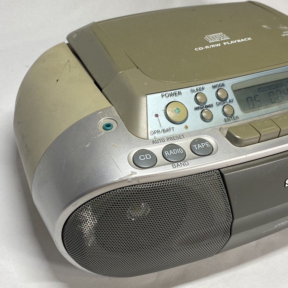 Sony CFD-S01 CD Cassette Player AM/FM Radio Portable Boombox Stereo CD ...