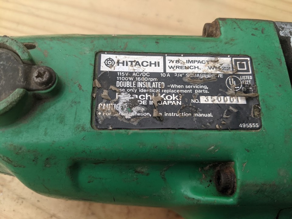 Hitachi Koki WH22 Heavy Duty Impact Driver 110 volt AC/DC accepts 3/4 ...