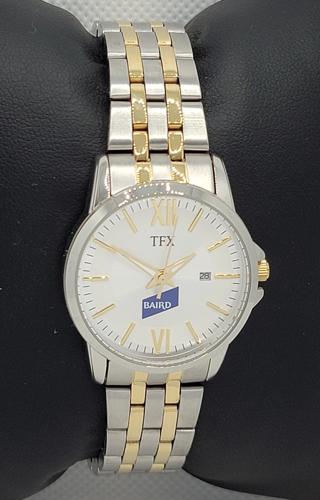 Ladies TFX by Bulova Baird Round Silver Gold Tone Link Bracelet Analog ...