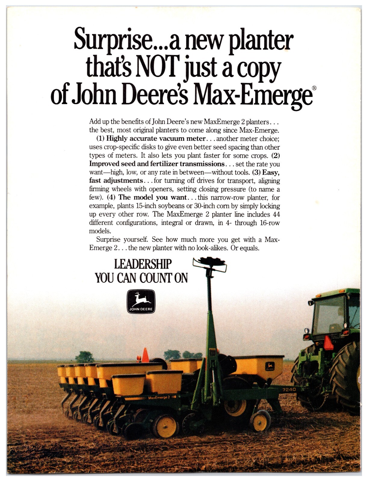 1986 John Deere MaxEmerge 2 Corn Planter - Original Print Advertisement ...