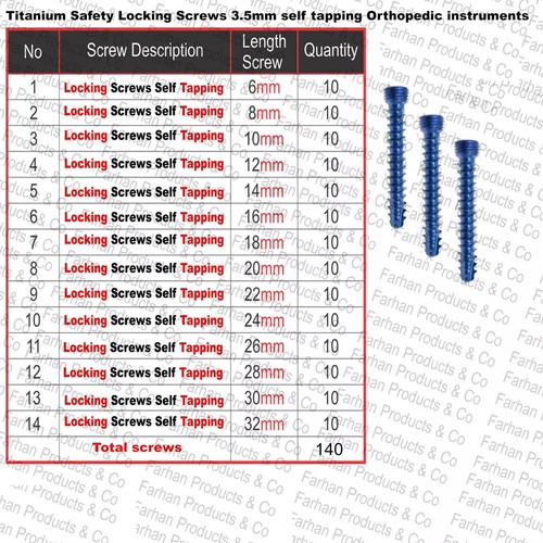 Titanium Safety Locking Screws 3.5mm self tapping Orthopedic ...