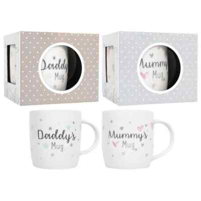 Mummy Daddy Mugs Cups Bone China New Parents Baby Shower Gift Box Pack ...