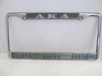 Vtg ALPHA KAPPA ALPHA / AKA Sorority Silver Metal LICENSE PLATE FRAME ...