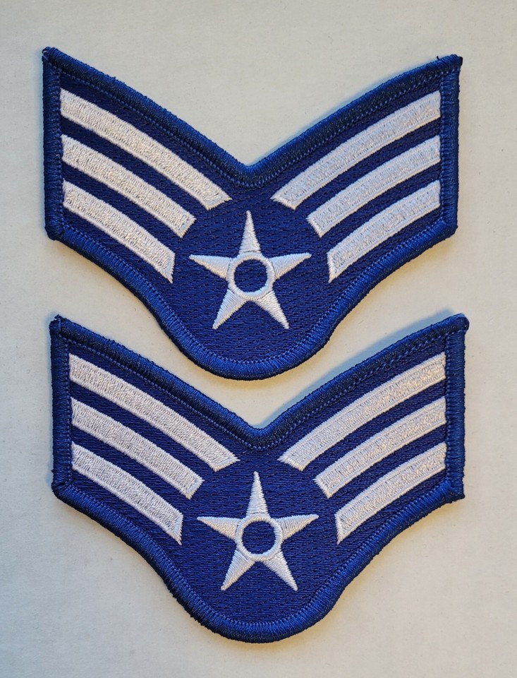 Senior Airman AirMan Chevron Rank Military Army Iron on Patch (Pair) | eBay