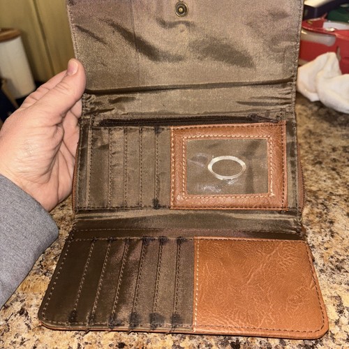 BOC Born Concept Saddle Brown Tooled Wallet Clutch Faux Leather | eBay