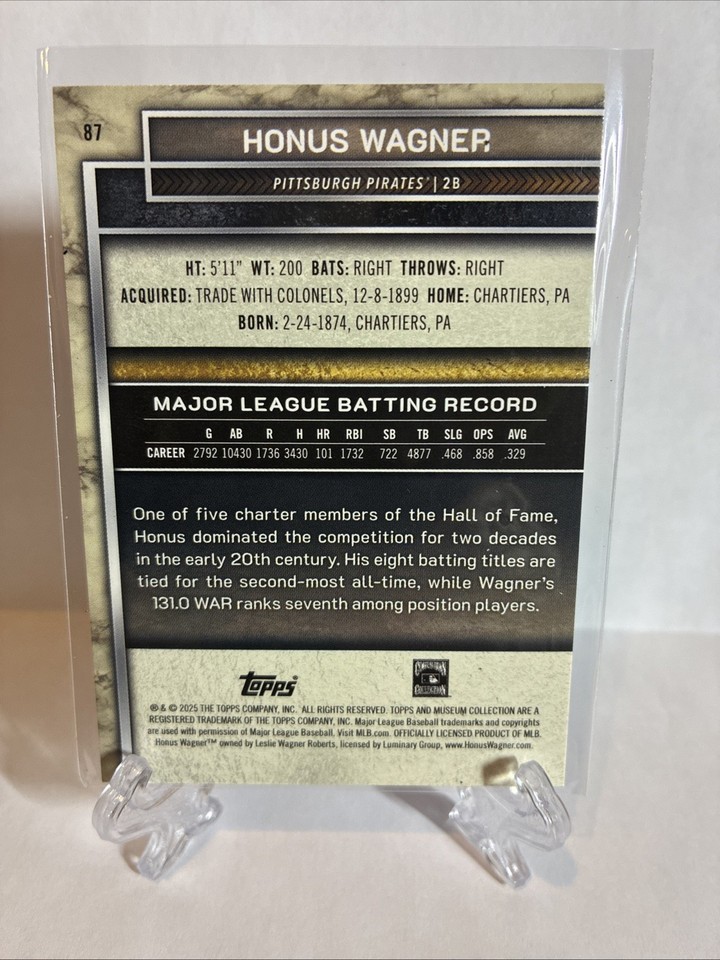 2025 Topps Museum Collection - Honus Wagner #87 Pink Sapphire /199 | eBay
