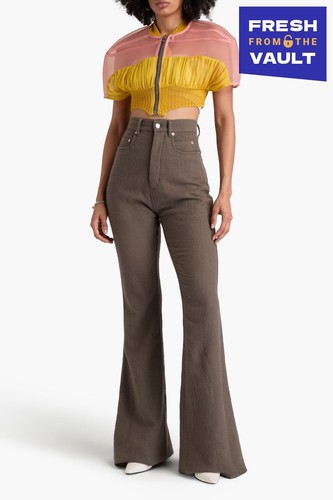 RRP €1400 RICK OWENS Micro Girdered Bomber Jacket IT44 US8 UK12 L Silk ...