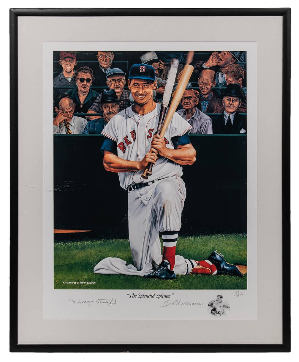 TED WILLIAMS SIGNED AUTO LITHOGRAPH FRAMED 26x32 /1000 Beckett LOA ...