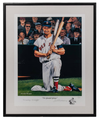 TED WILLIAMS SIGNED AUTO LITHOGRAPH FRAMED 26x32 /1000 Beckett LOA ...
