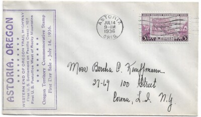 OREGON TERRITORY ASTORIA OREGON 1936 FIRST DAY COVER FDC | eBay